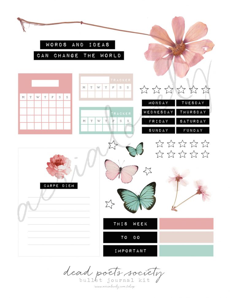 Dead Poets Bullet Journal Printable aerialovely