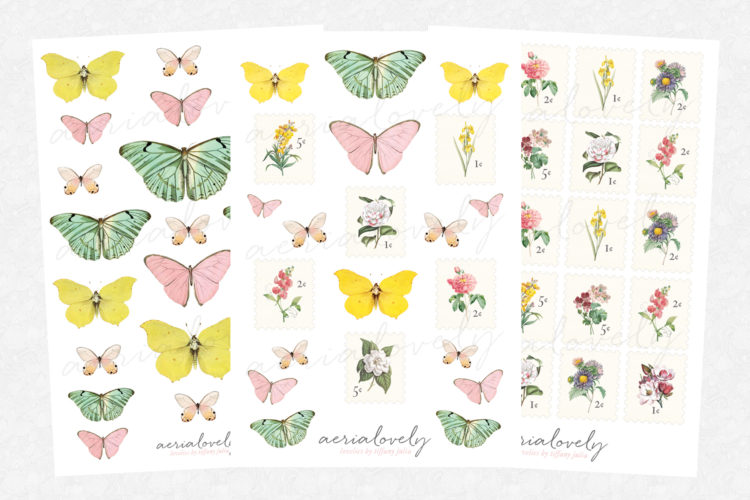 Flutter Printable Sticker Bundle aerialovely