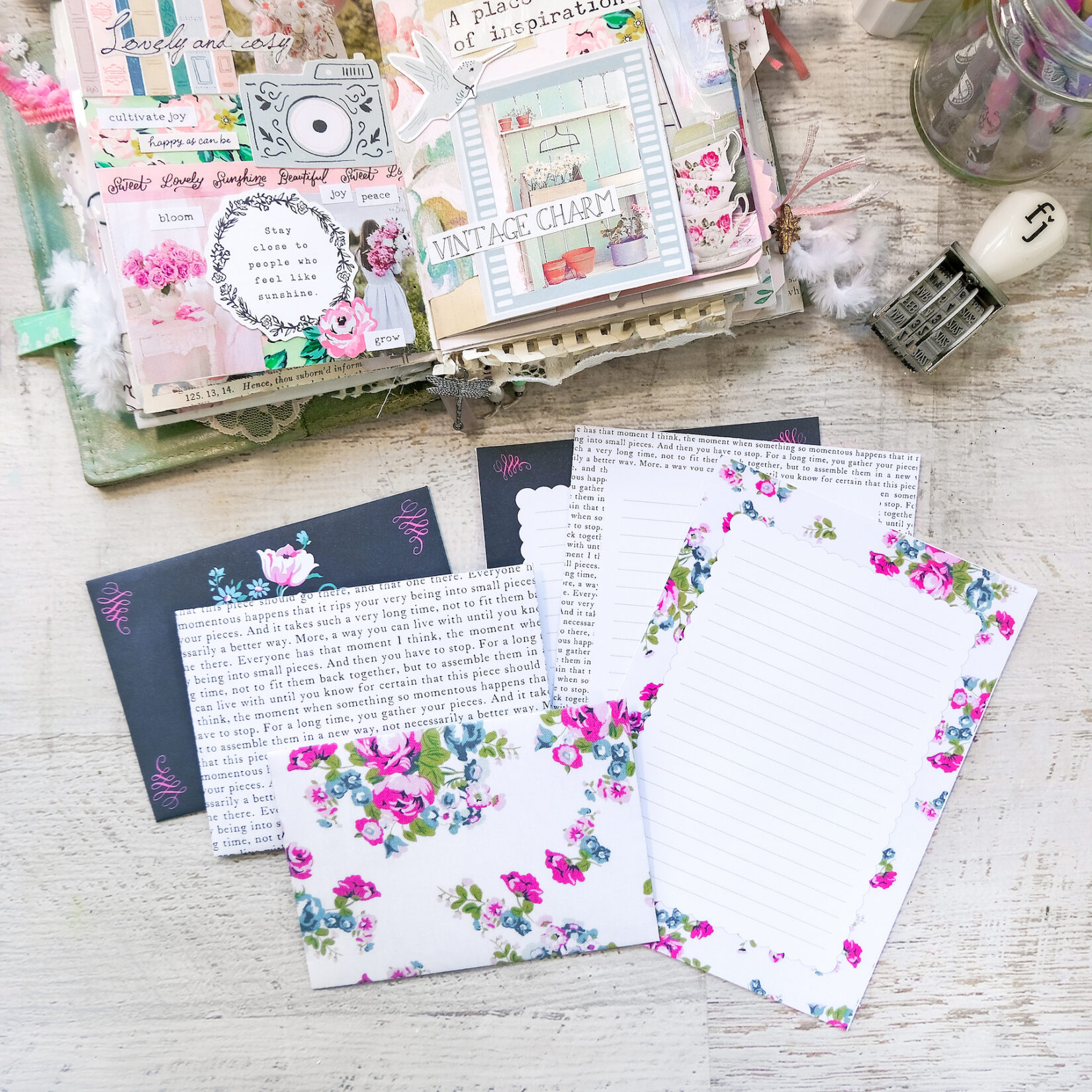 Pink Rose Letter Set aerialovely