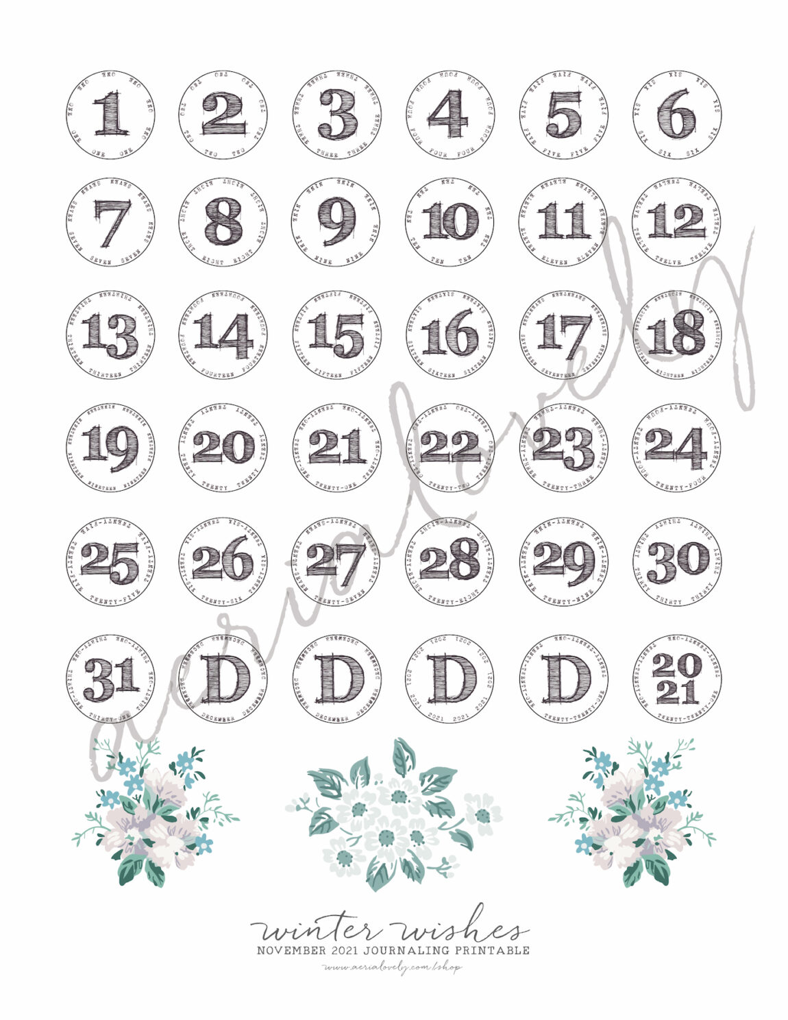 Winter Wishes Journaling Printable aerialovely